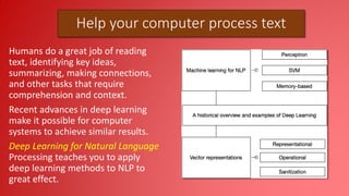 Deep Learning for Natural Language Processing: a pair for the ages | PPT