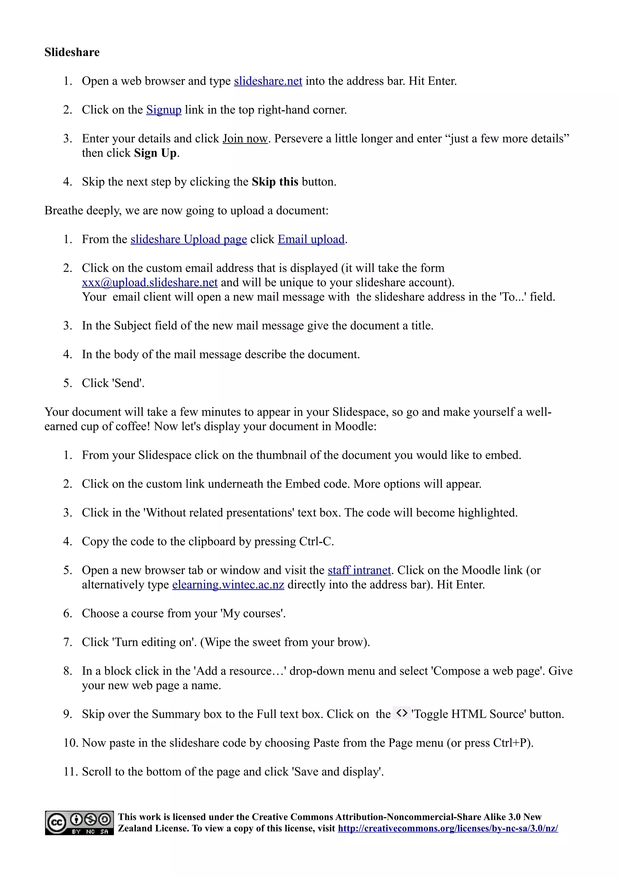 Slideshare instructions | ODT | Web Design and HTML | Internet