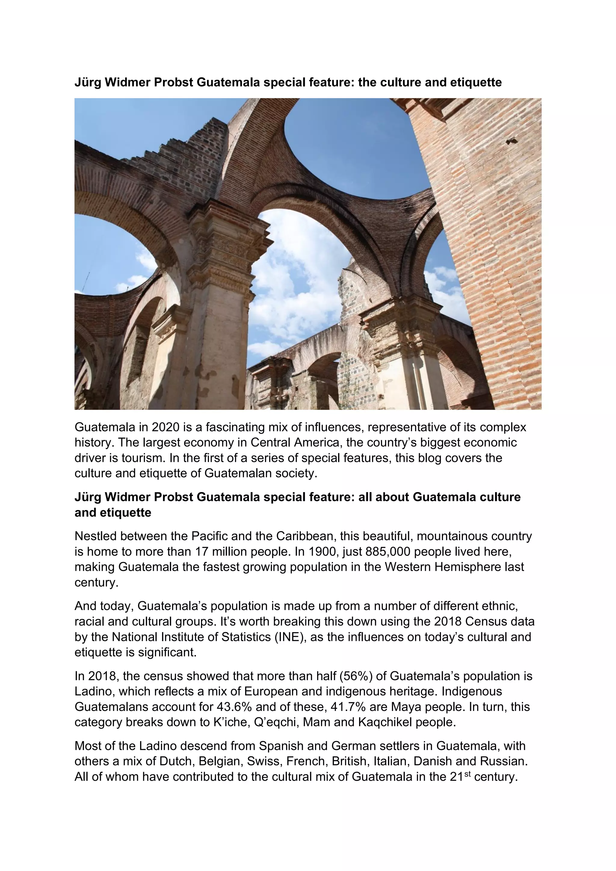 Jürg Widmer Probst Guatemala special feature: the culture and etiquette | PDF