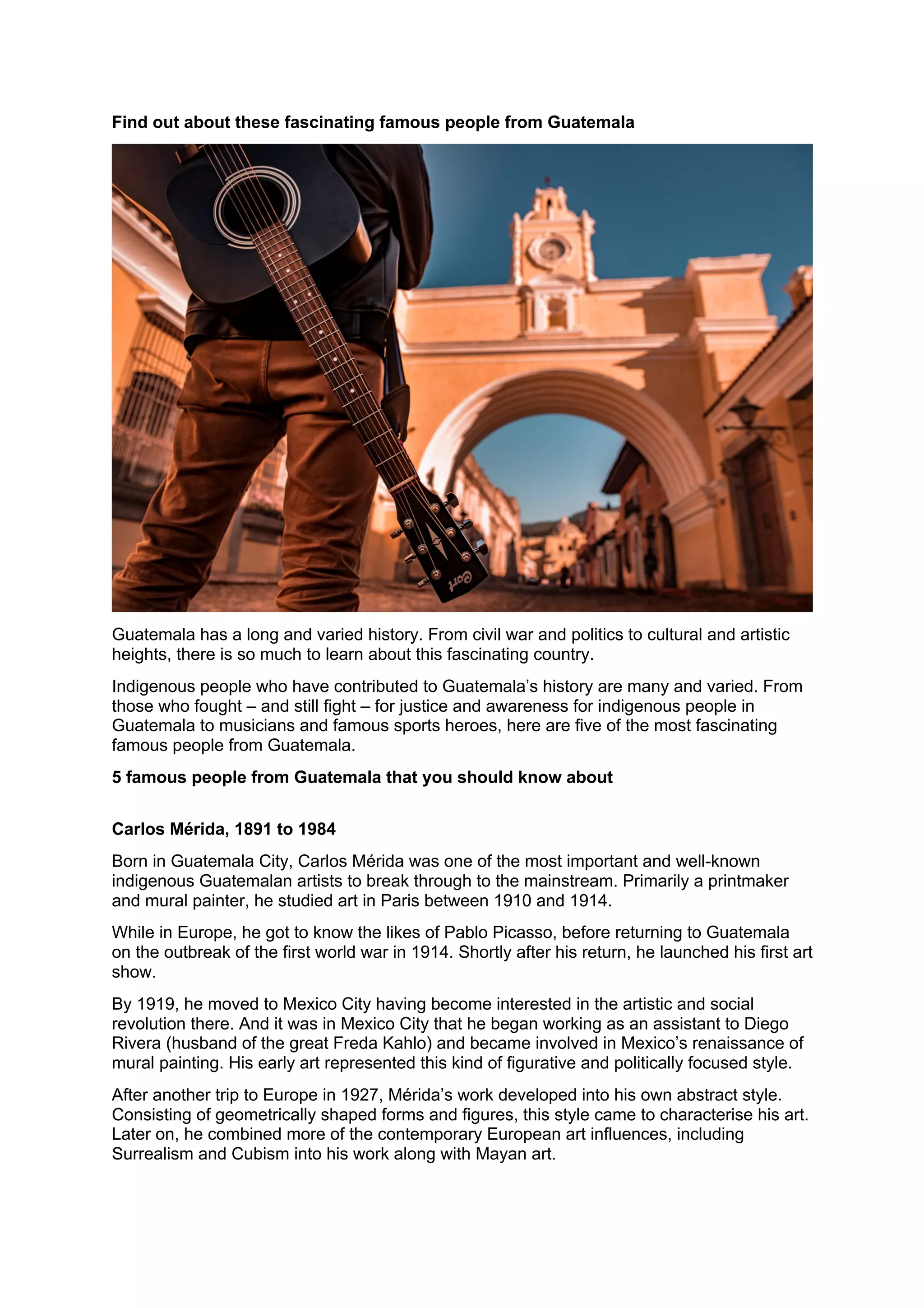 How much do you know about these famous people from Guatemala? | Jürg Widmer Probst | PDF