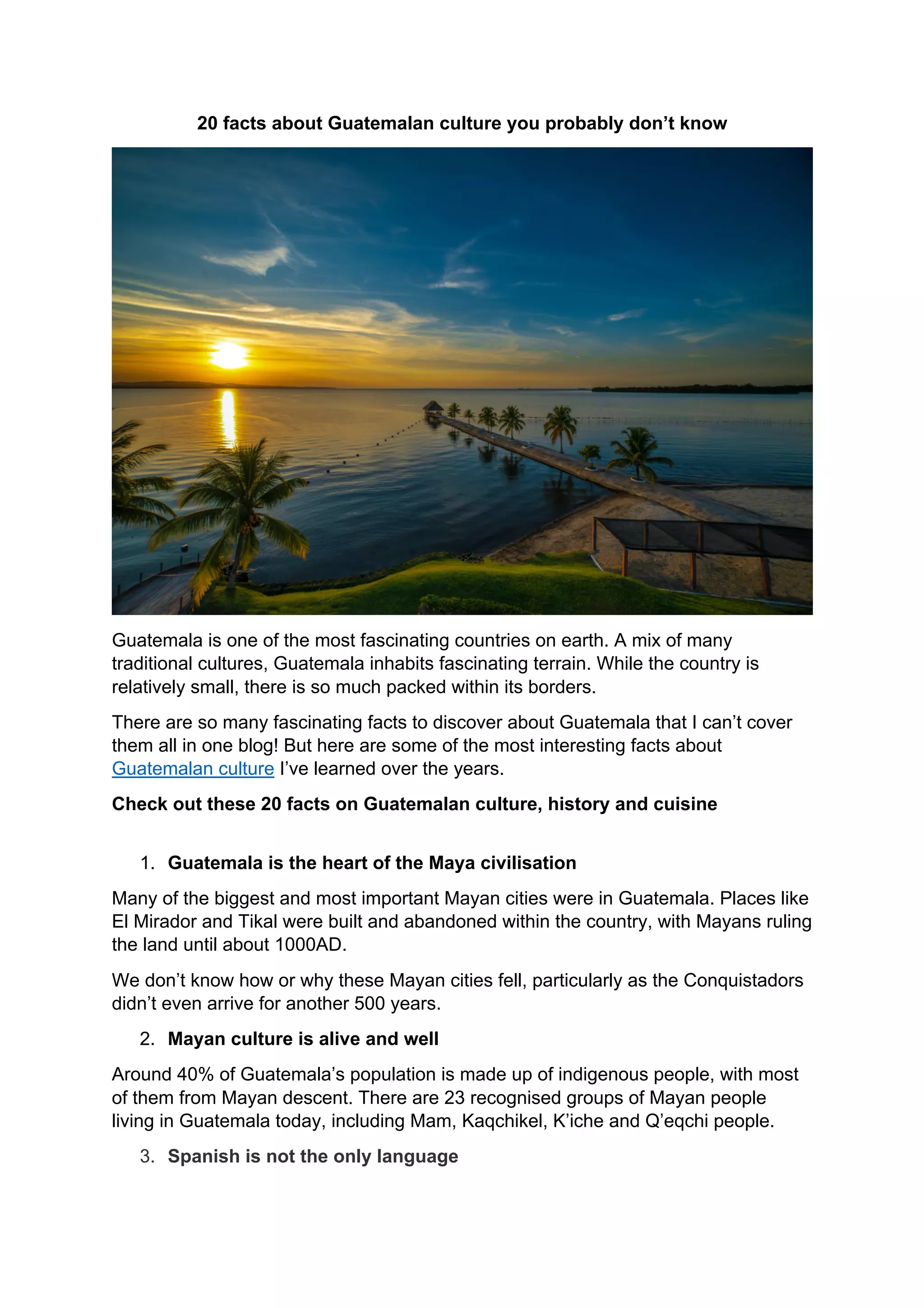 Do you know these 20 facts about Guatemalan culture? | Jürg Widmer ...