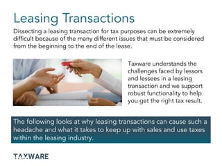 Leasing and Indirect Tax Laws | PDF