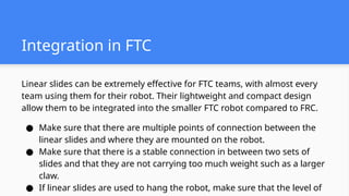 FIRST Tech Challenge: Building and Maintaining Linear Slides | PPTX