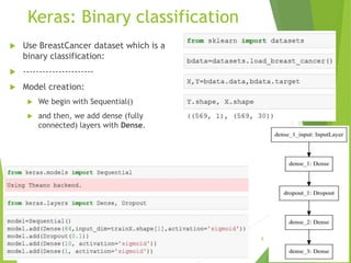 Python, Keras, Hello world, Installation, Binary Classification | PPT