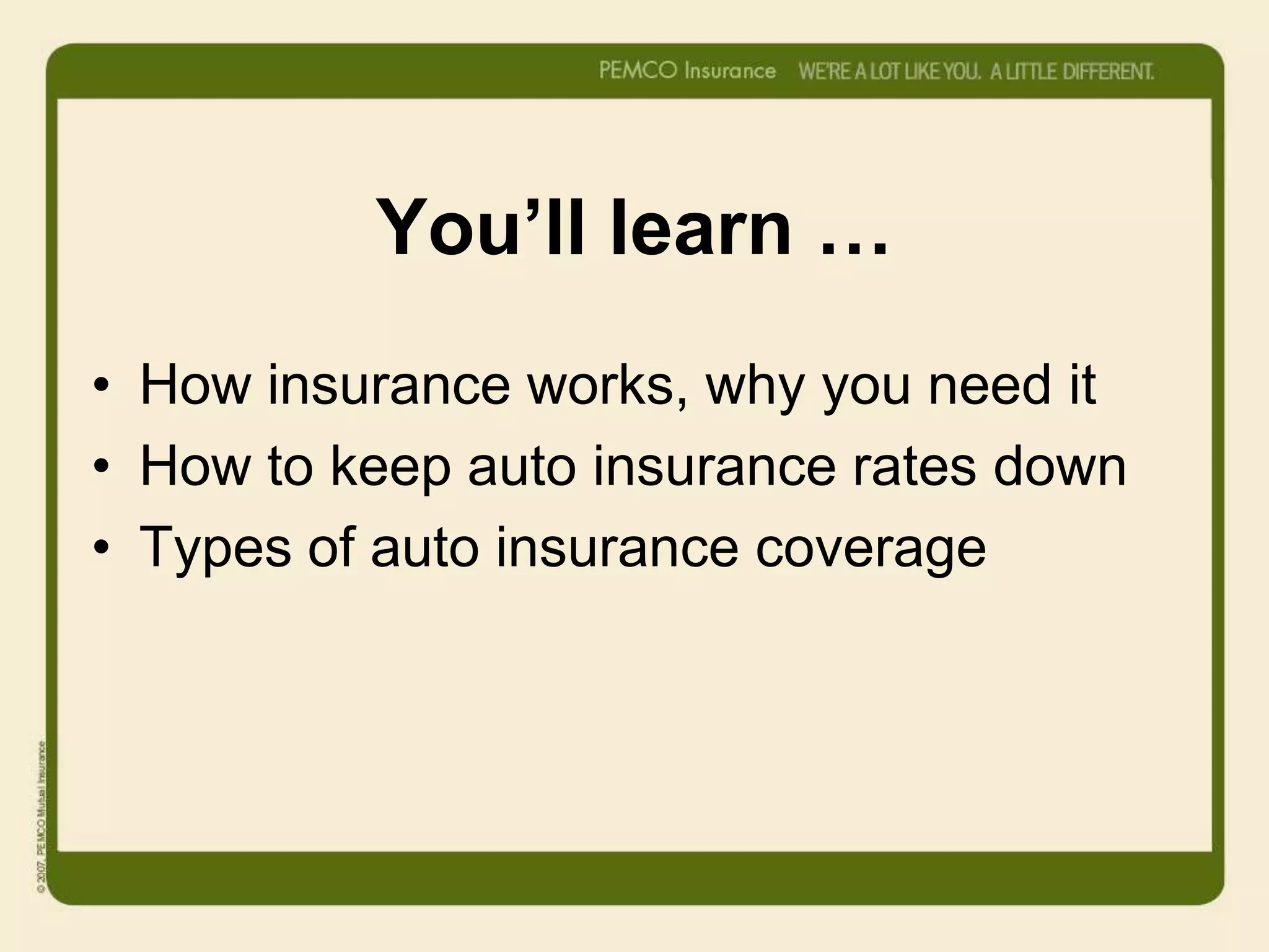 Auto insurance basics (abbreviated) | PPTX
