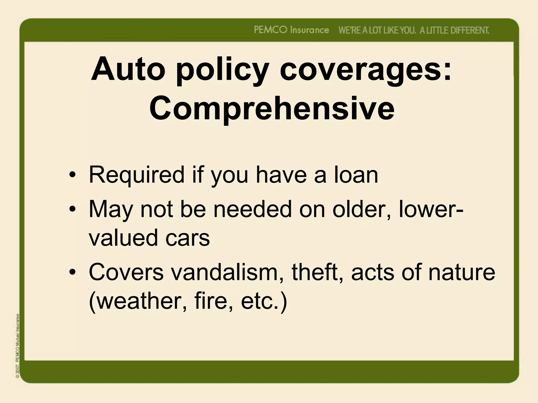 Auto insurance basics (abbreviated) | PPTX