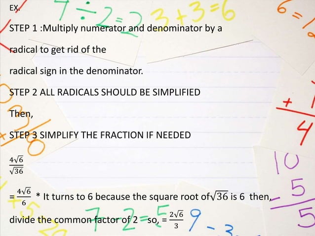 Rationalizing the Denominator and Numerator and Multiplying Radical ...