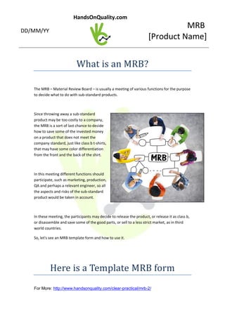 MRB Form Template + Explaining How to Use | PDF