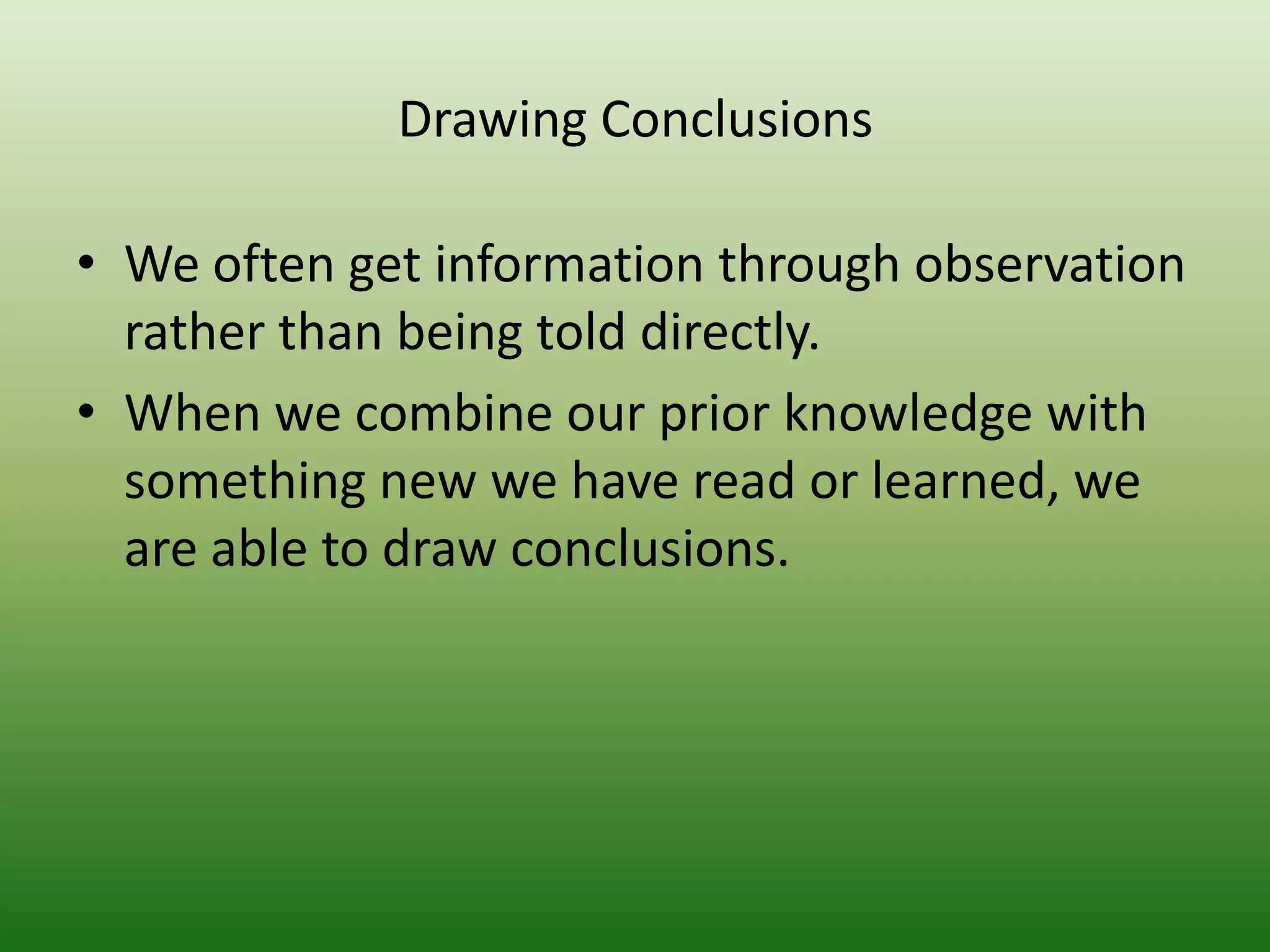 Drawing Conclusions -4th Grade | PPTX
