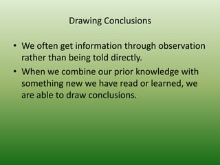 Drawing Conclusions -4th Grade | PPTX