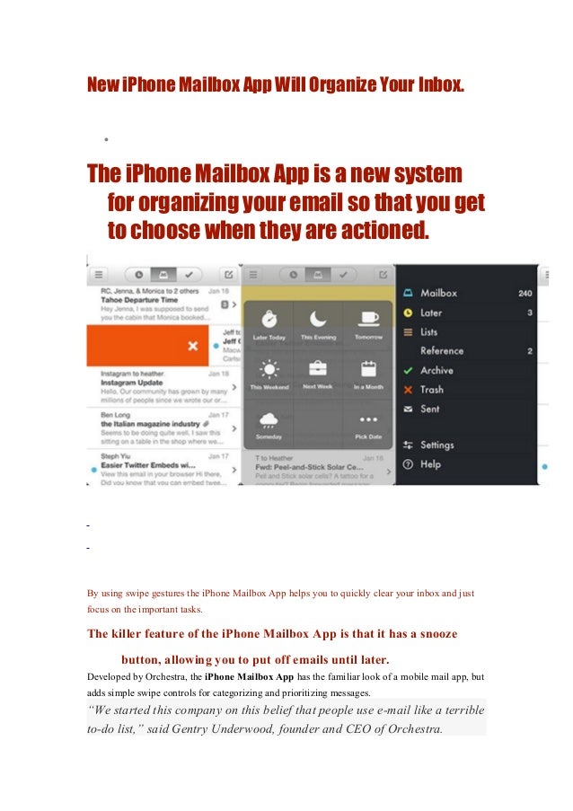 New iPhone mailbox app will organize your inbox New iPhone mailbox app will organize your inbox
