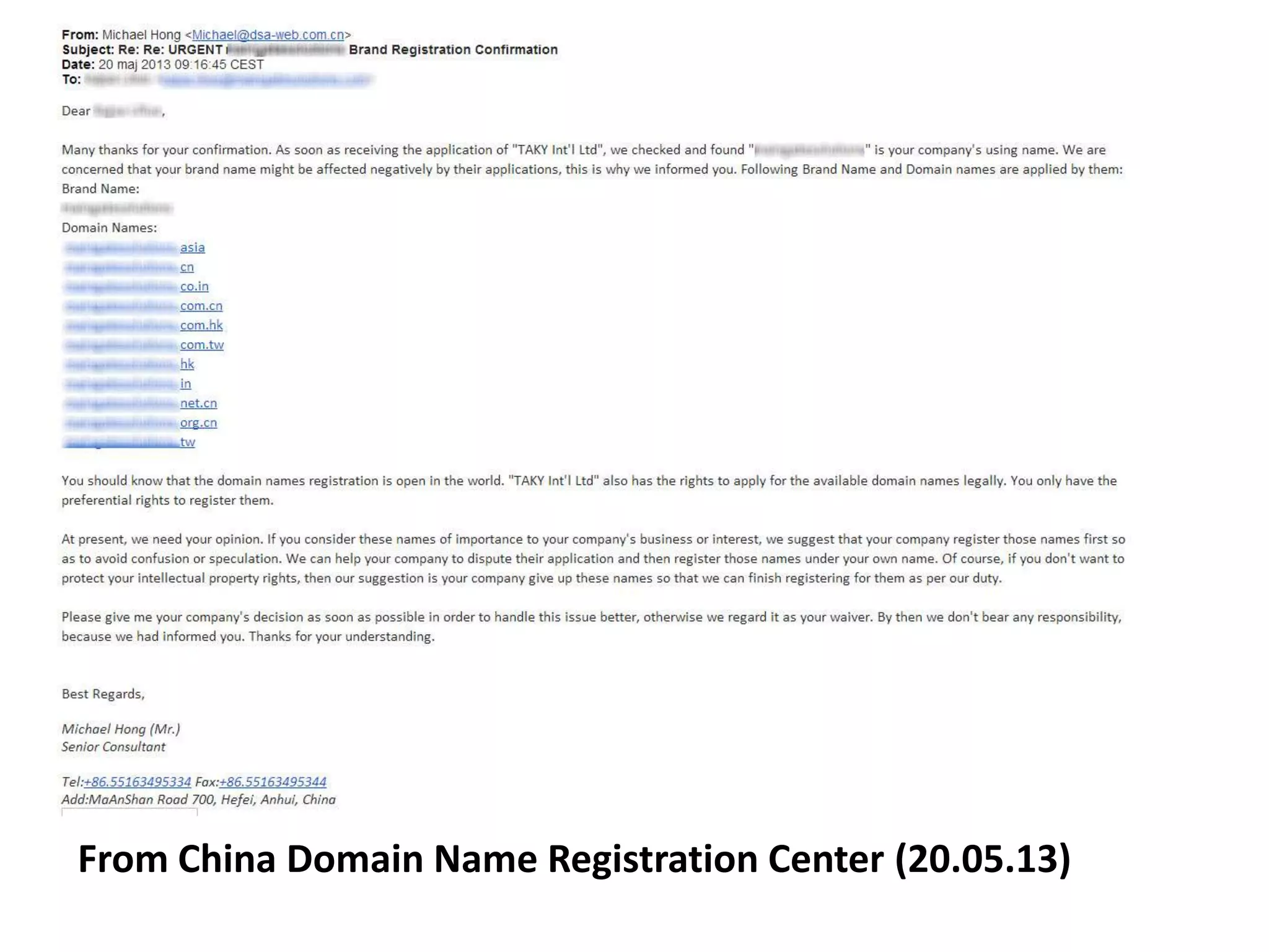 Emails to clients from Chinese scammers | PPTX