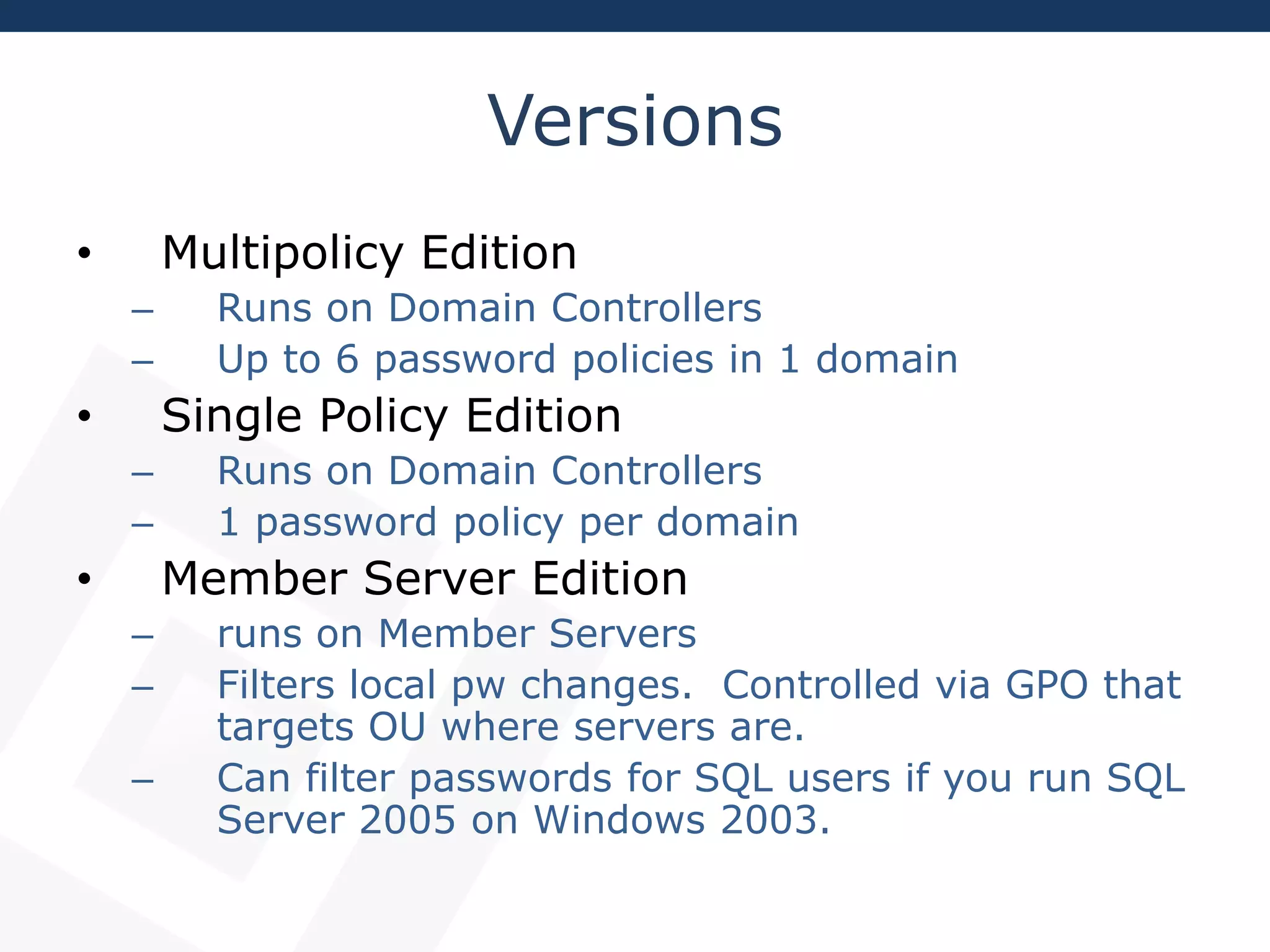 nFront Password Filter Overview | PPTX