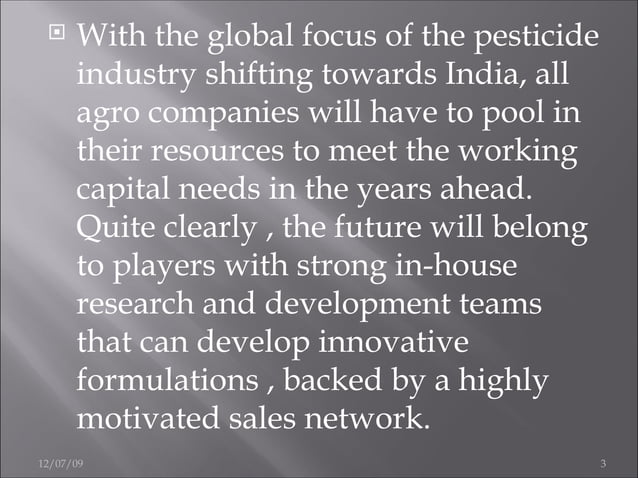 Demand & Supply of Agrochemical | PPT