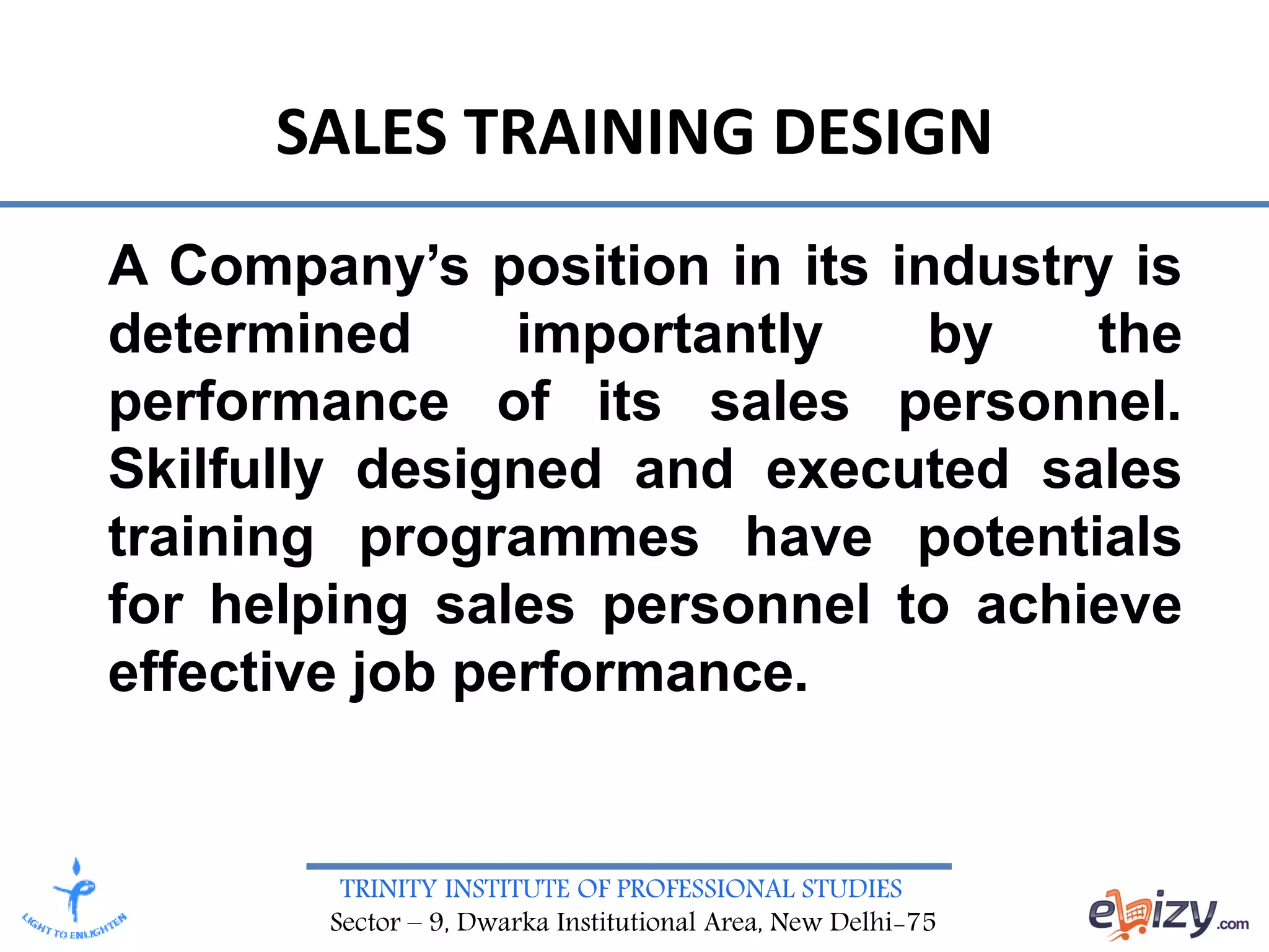 Sales Management- SALES TRAINING DESIGN | PDF