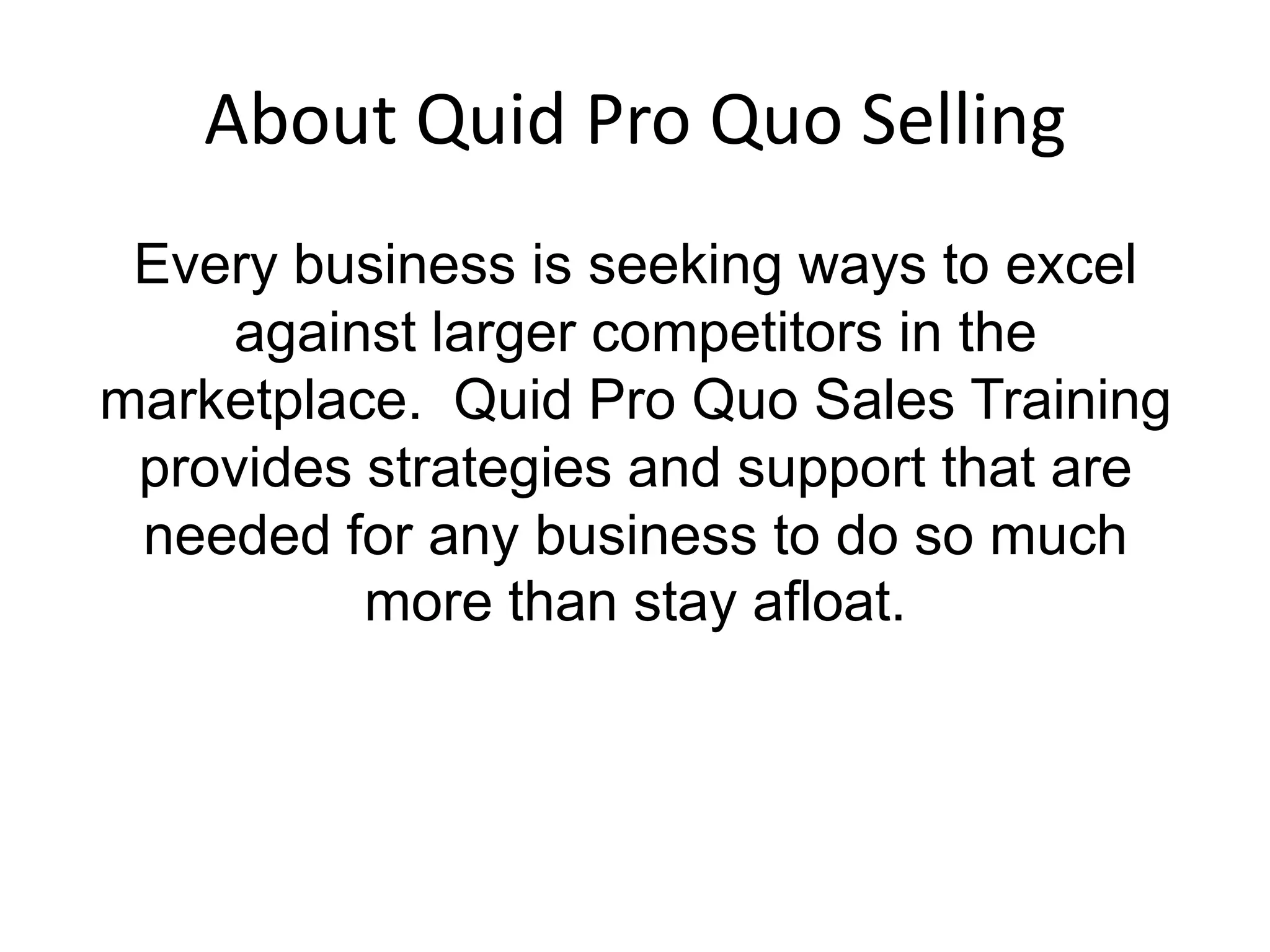 Quid Pro Quo Selling | PPTX