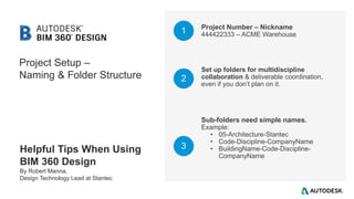 Tips & Best Practices in BIM 360 Design, by Robert Manna | PPTX