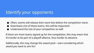 FIRST Tech Challenge/Robotics: Scouting out the competition | PPTX