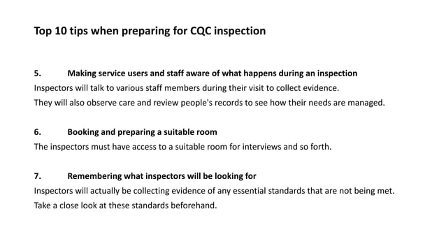 Top 10 tips for preparing for cqc inspection | PPT