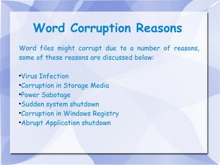 Kernel for Word Recovery | PPT