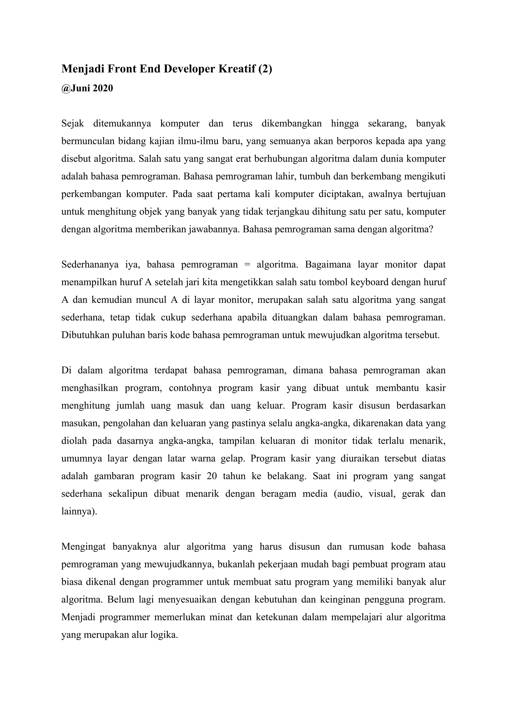 Menjadi Front End Developer Kreatif (2) | PDF