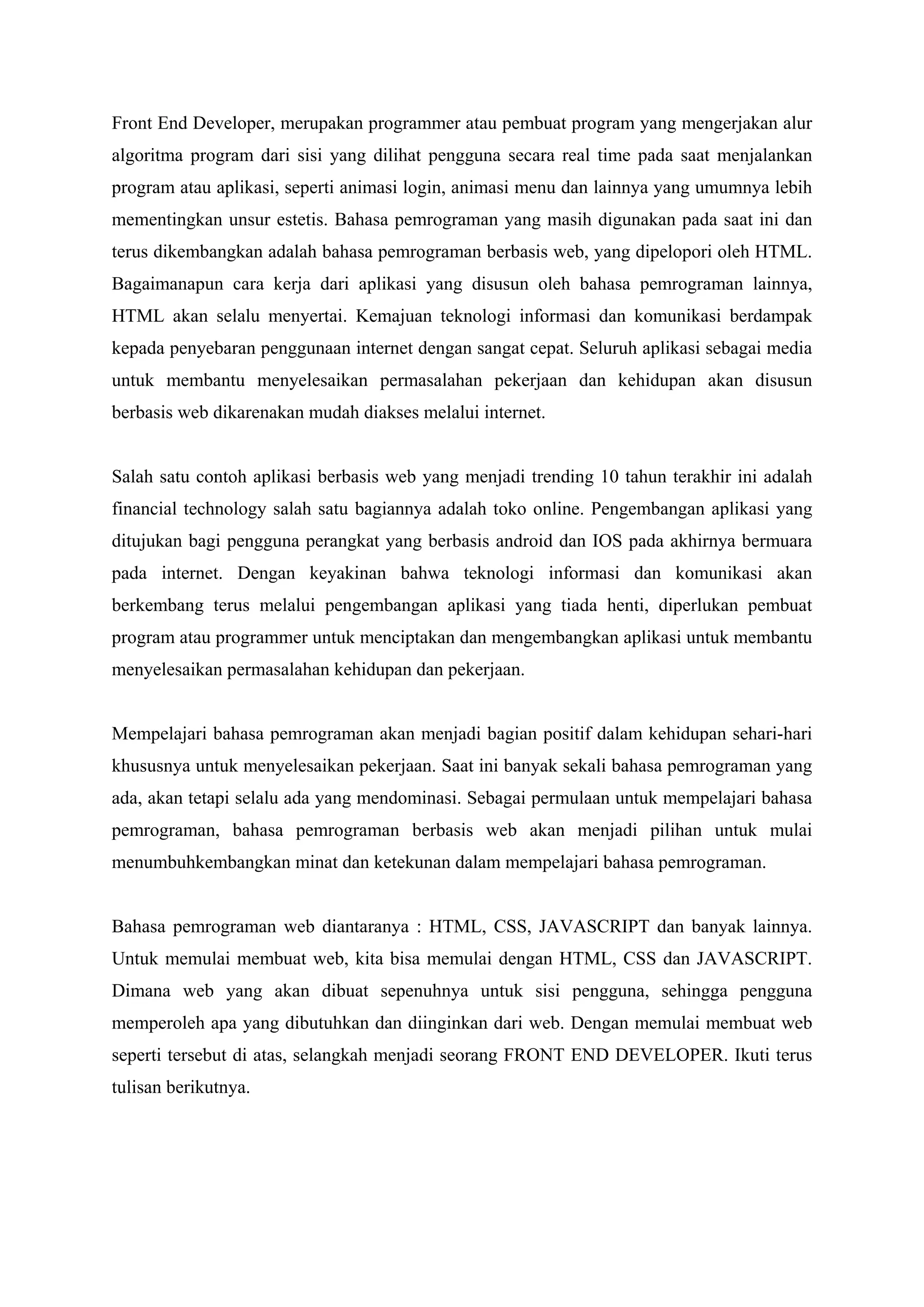 Menjadi Front End Developer Kreatif (2) | PDF