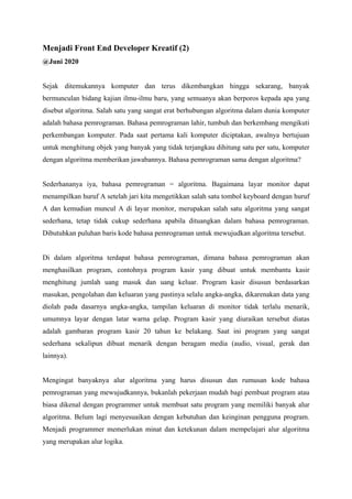 Menjadi Front End Developer Kreatif (2) | PDF