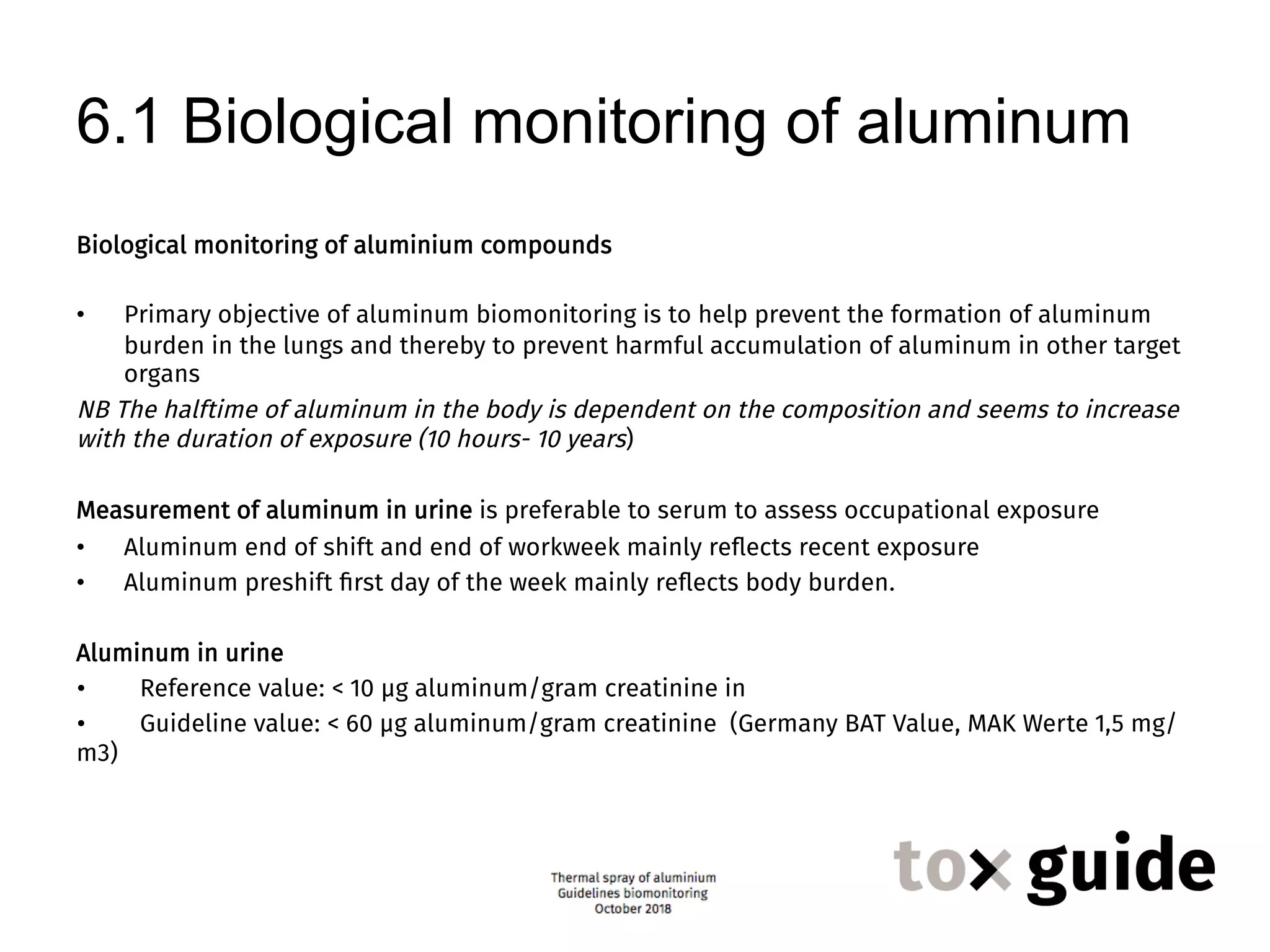 Thermal spray of aluminium guidelines biomonitoring aluminium | PDF