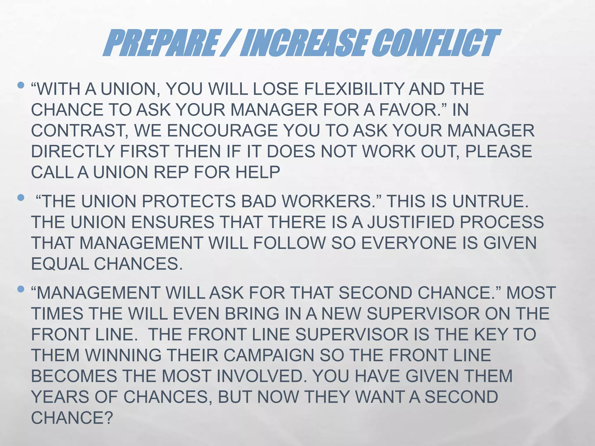 Union Organizing Increases Conflict | PPT