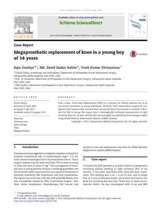 Megaprosthetic replacement of knee in a young boy of 14 years | PDF