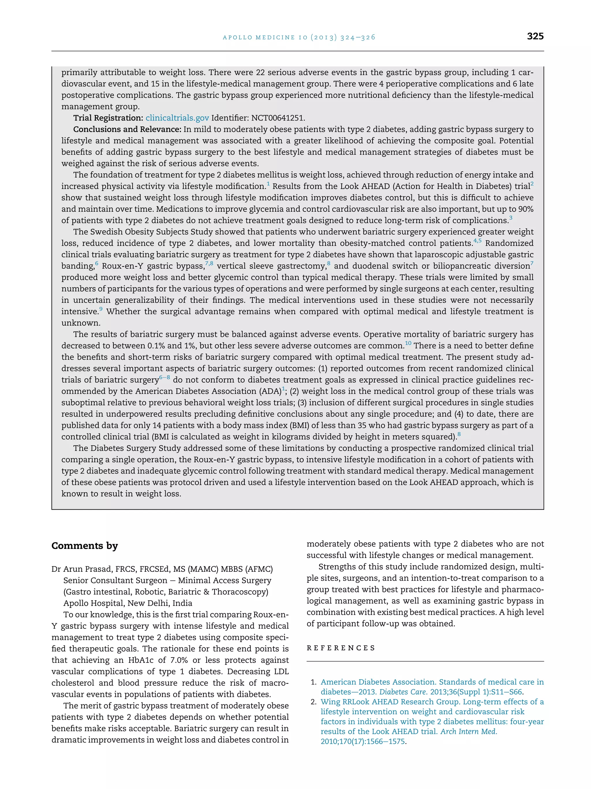 Roux-en-Y gastric bypass vs intensive medical management for the ...