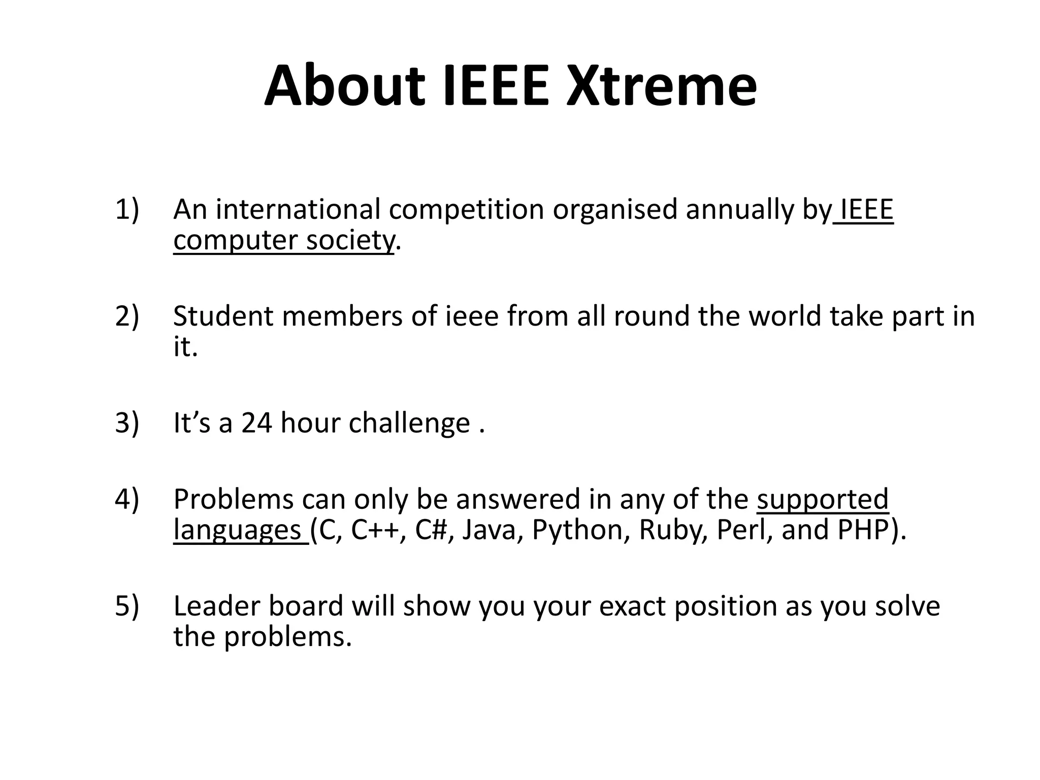 Orientation session of IEEE/IEEE XTREME 8.0 PART-1 | PPTX