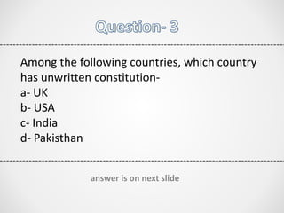 India General Knowledge Quiz Questions-1 | PPTX