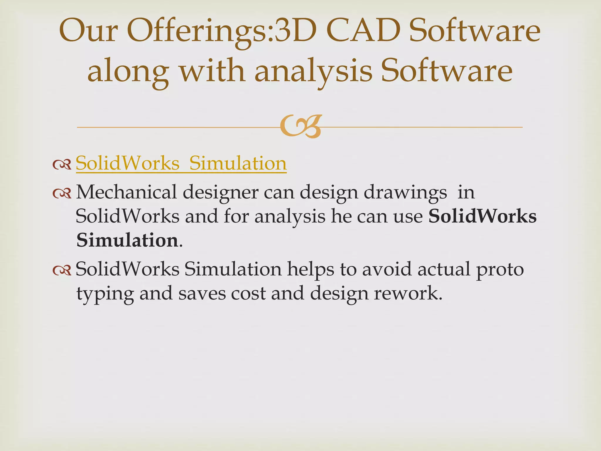 1SOLIDWORKS SIMULATION PELF INFOTECH | PPTX