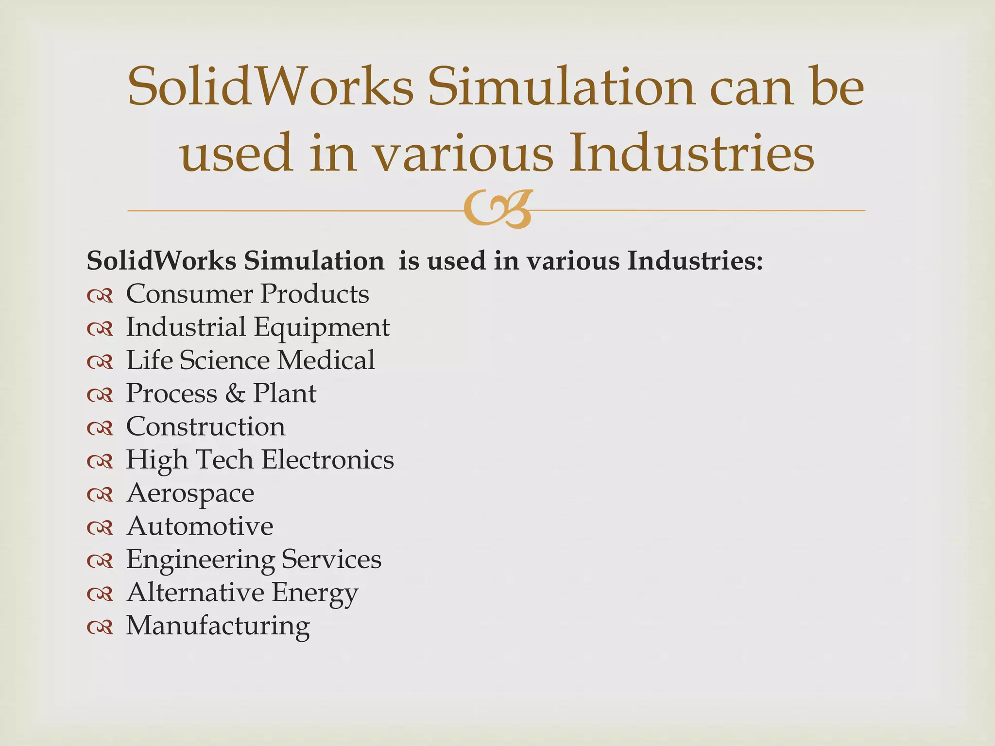 1SOLIDWORKS SIMULATION PELF INFOTECH | PPTX