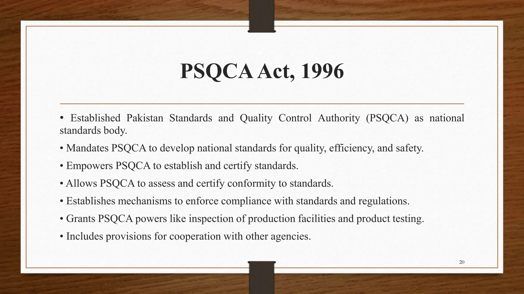 Laws related to Quality Management System in Food Industry | PPTX