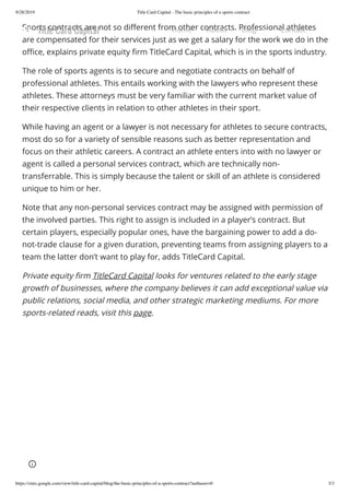 Basic Principles of a Sport Contract | PDF