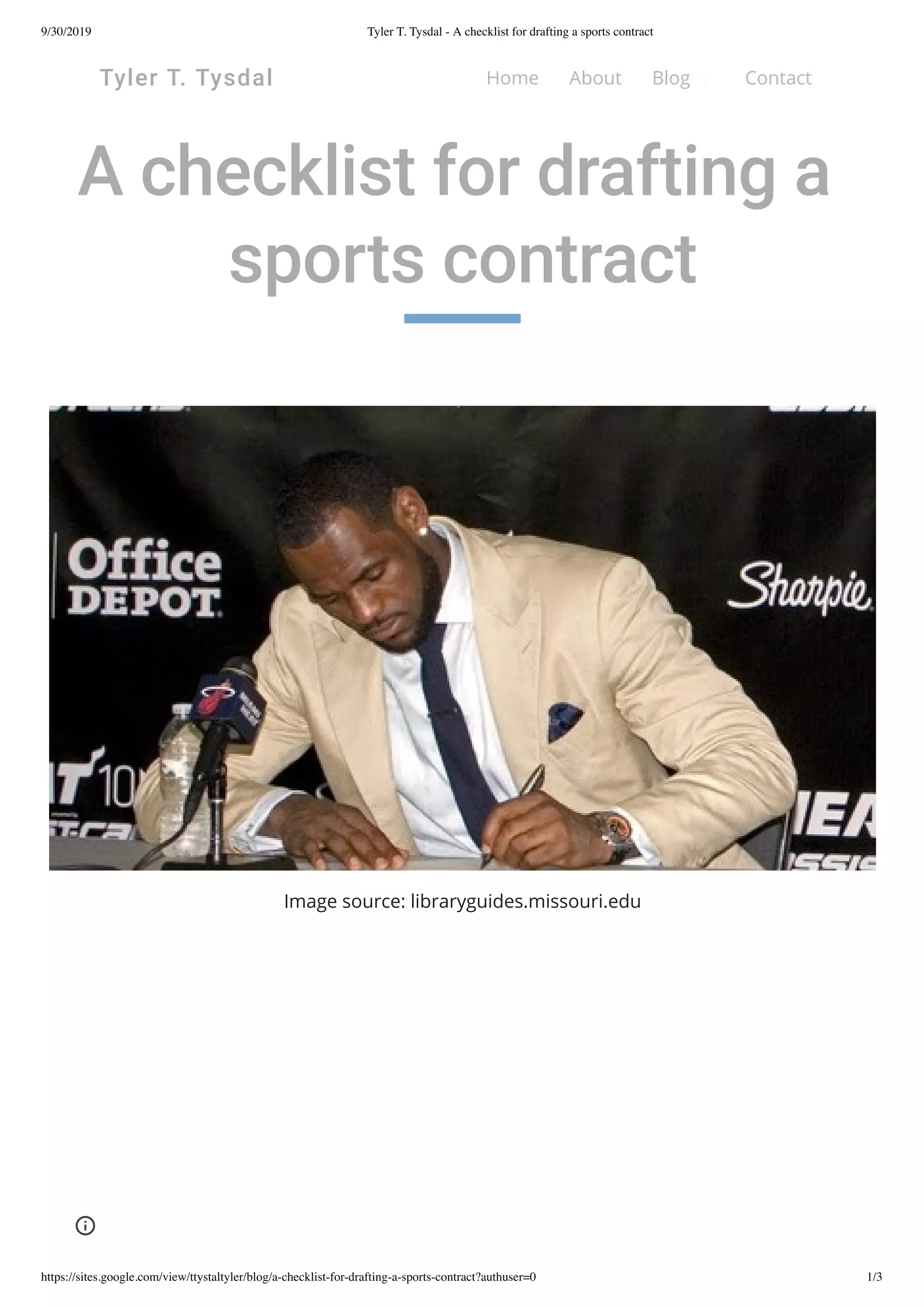 A Checklist for drafting a sport contract | PDF