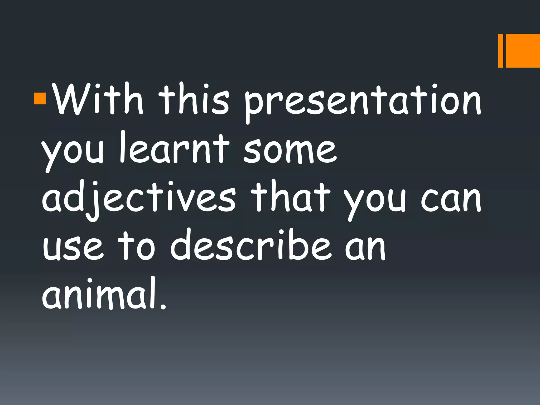 Animals with adjectives ! | PPTX