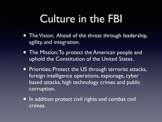 The Culture of the FBI. | PDF | Business | Business and Finance