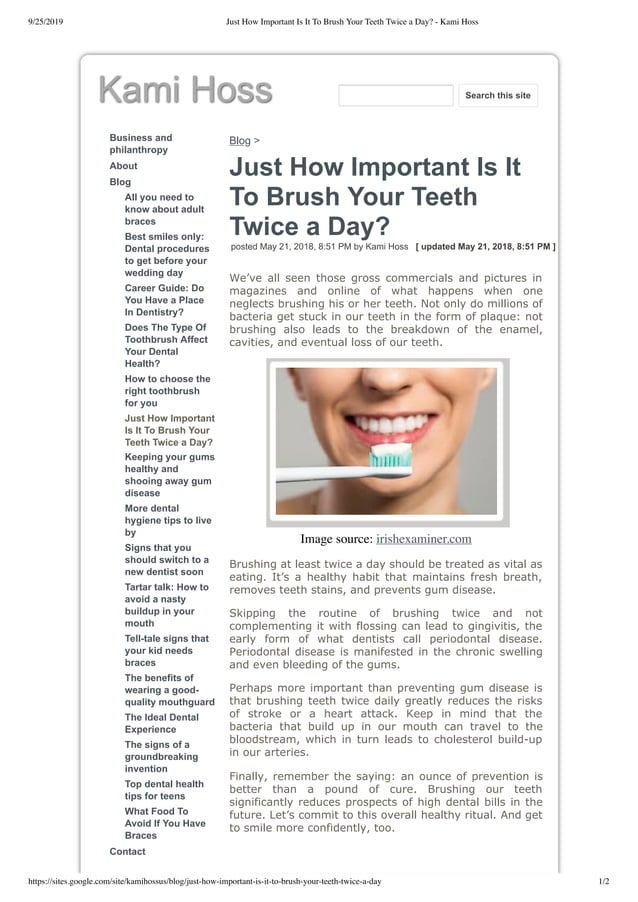 Just How Important Is It To Brush Your Teeth Twice a Day? | PDF