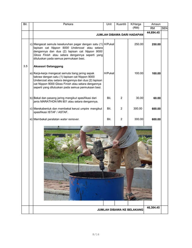 CADANGAN MENAIKTARAF GELANGGANG-GELANGGANG SUKAN BERTURAP | PDF