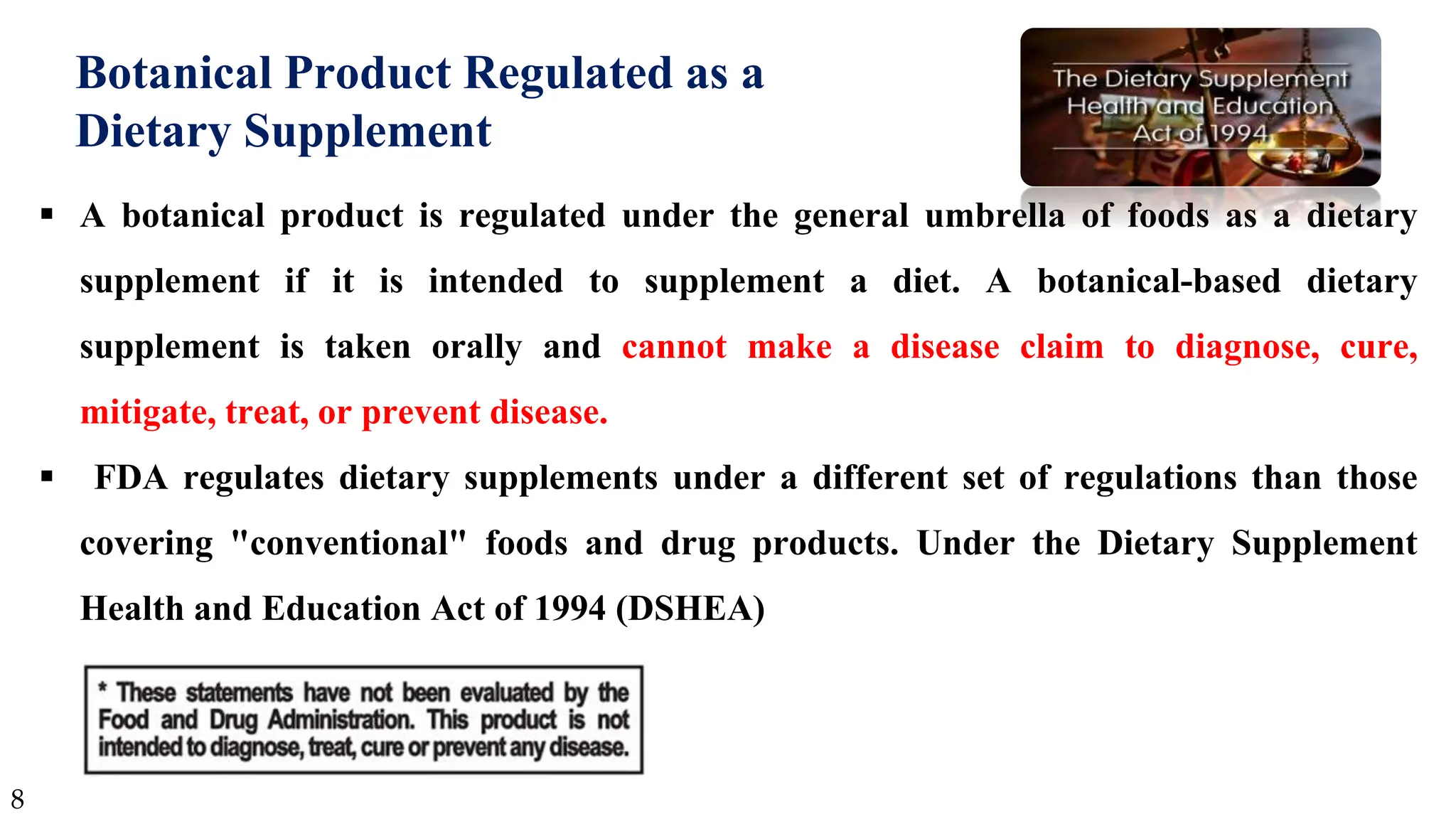 Quality, Safety and Legislation for herbal products in USA.pptx