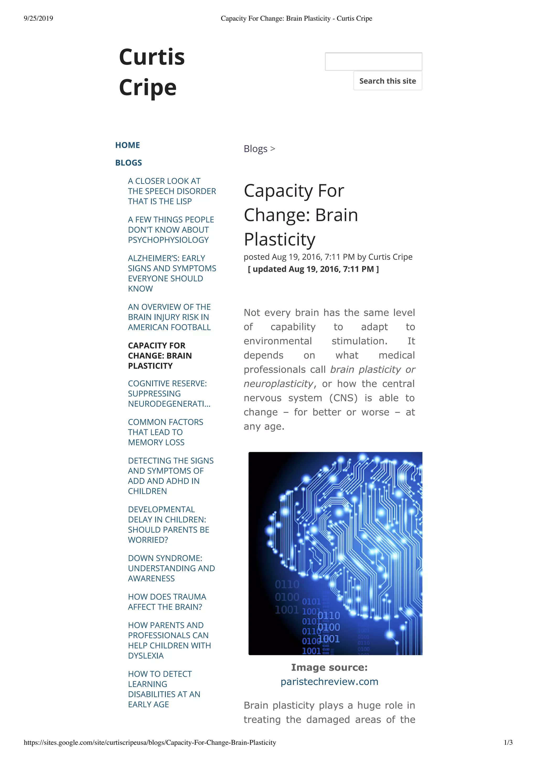 Capacity For Change: Brain Plasticity | PDF