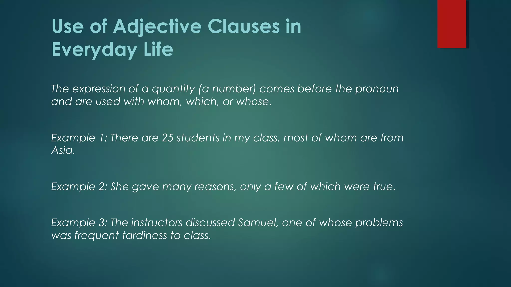 Adjective Clauses and Modifiers in Rental Agreements | PPT