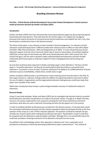 Slideshare Agnes Jumah, Branding Literature Review | PDF