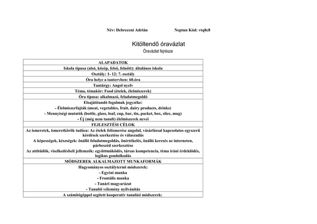 Slideshare angol óravázlat | DOC