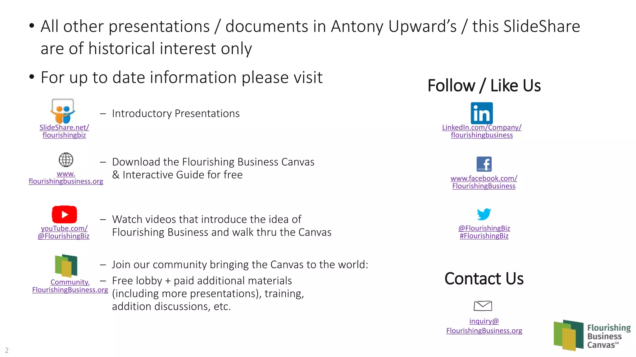 Where to learn more about the Flourishing Business Canvas | PPTX