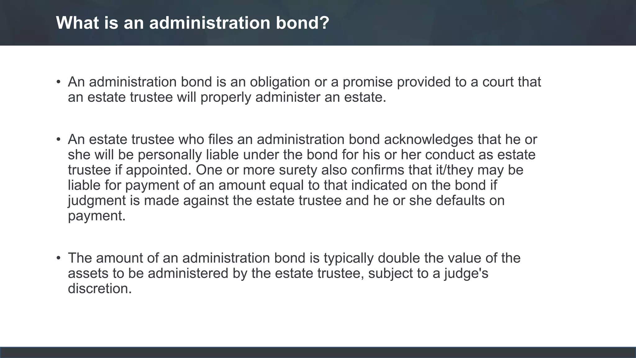 Administration Bonds | PPTX