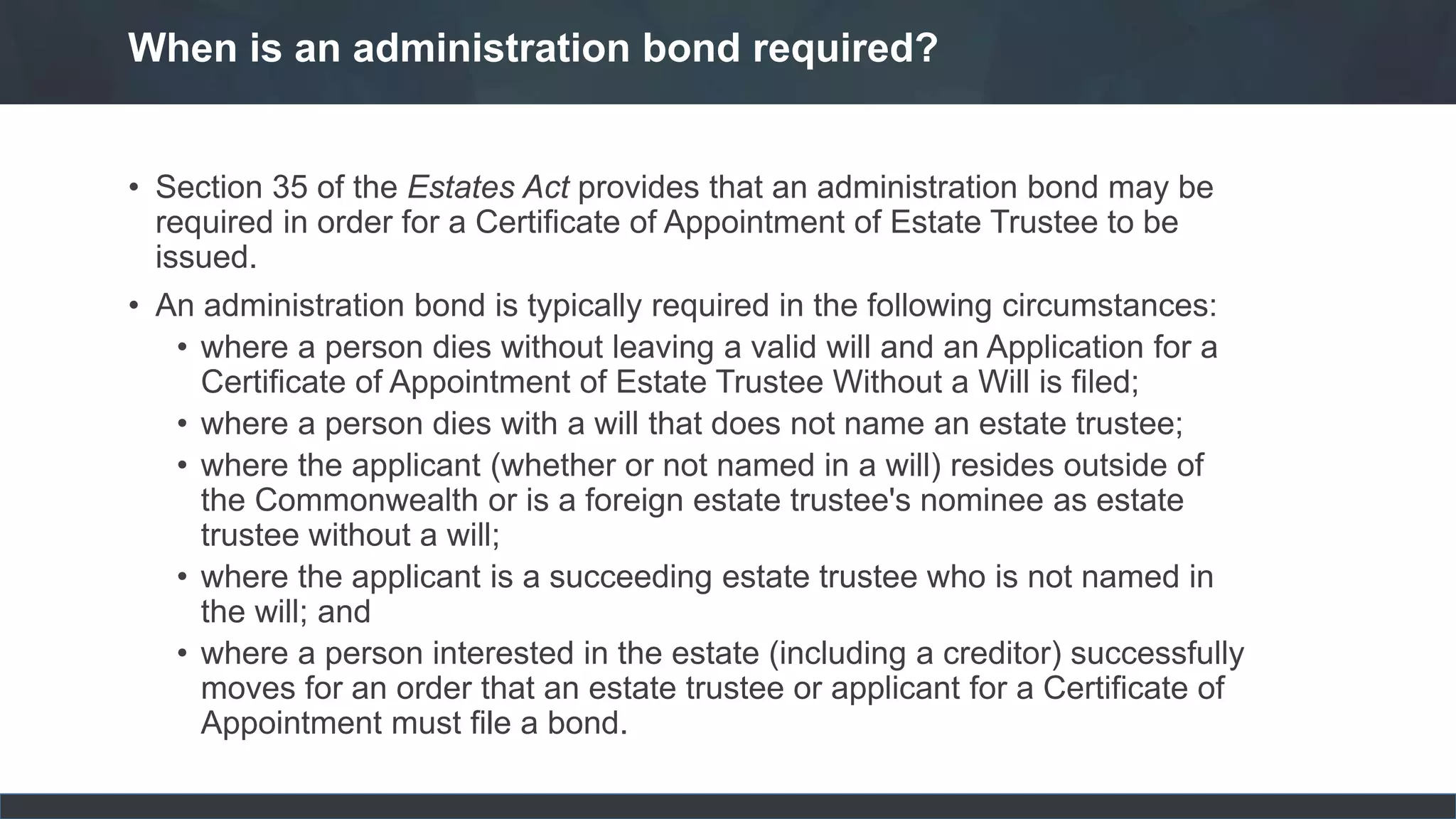 Administration Bonds | PPTX